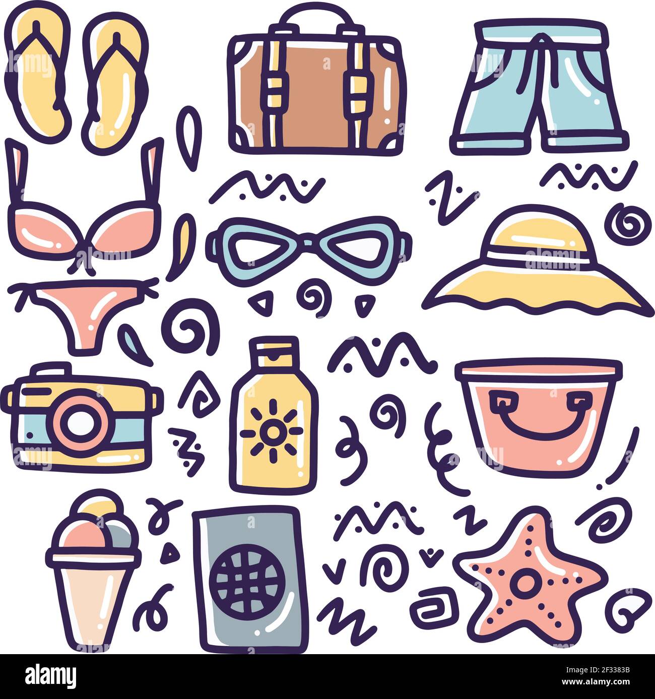 hand drawn summer beach doodle Stock Vector Image & Art - Alamy