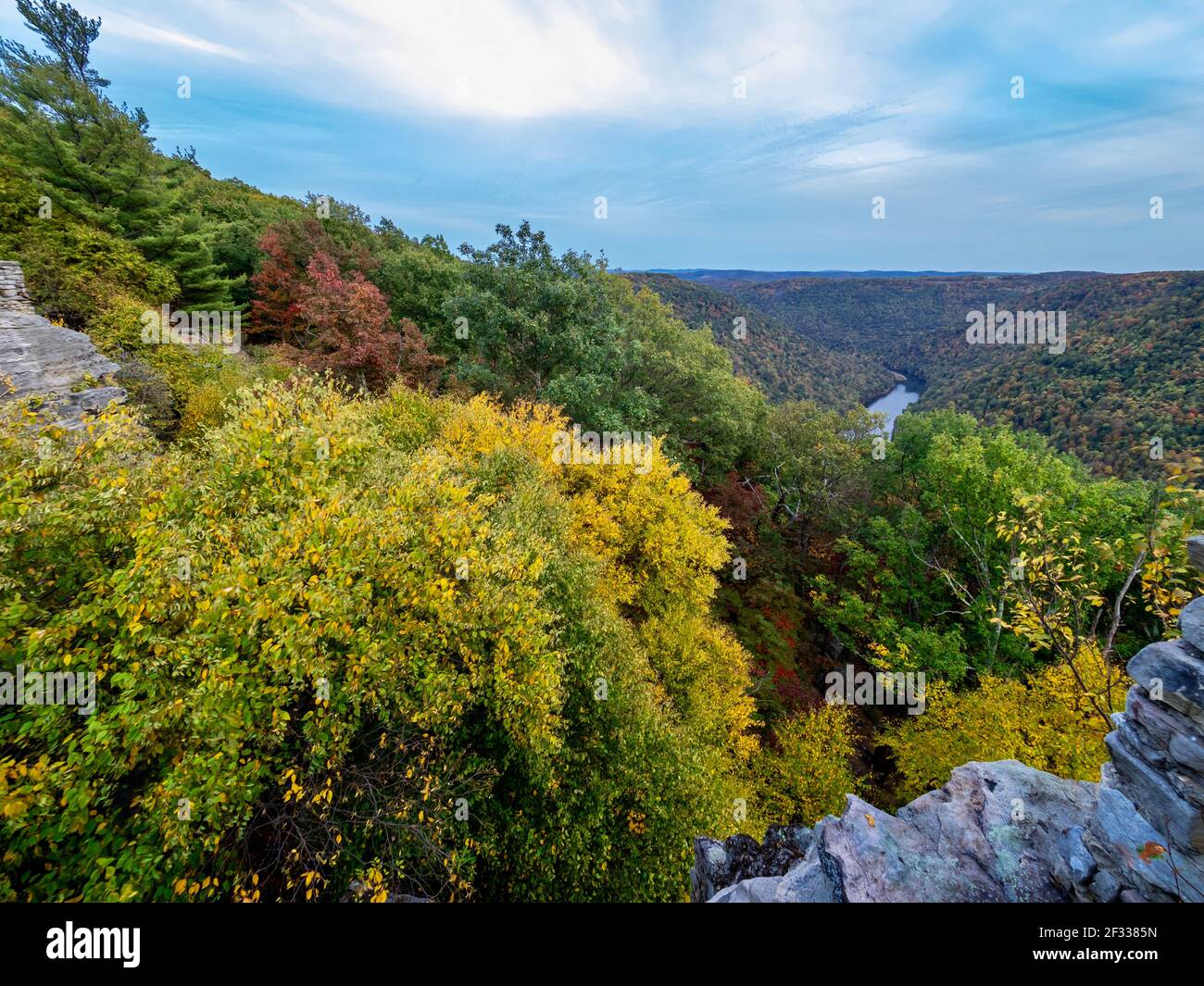 Overlook of the mountains and the fall foliage at Coopers Rock State ...