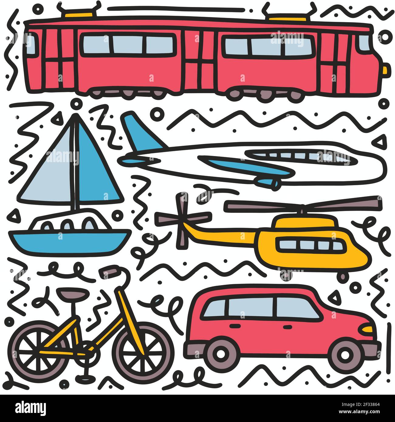 Doodle airplane set Cut Out Stock Images & Pictures - Alamy
