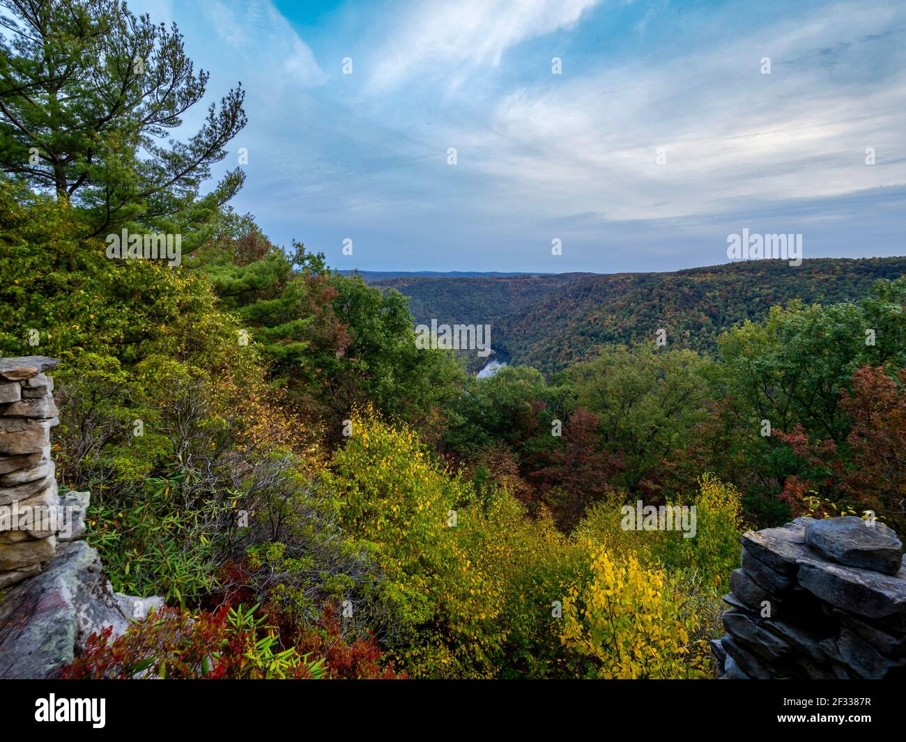 Overlook of the mountains and the fall foliage at Coopers Rock State ...
