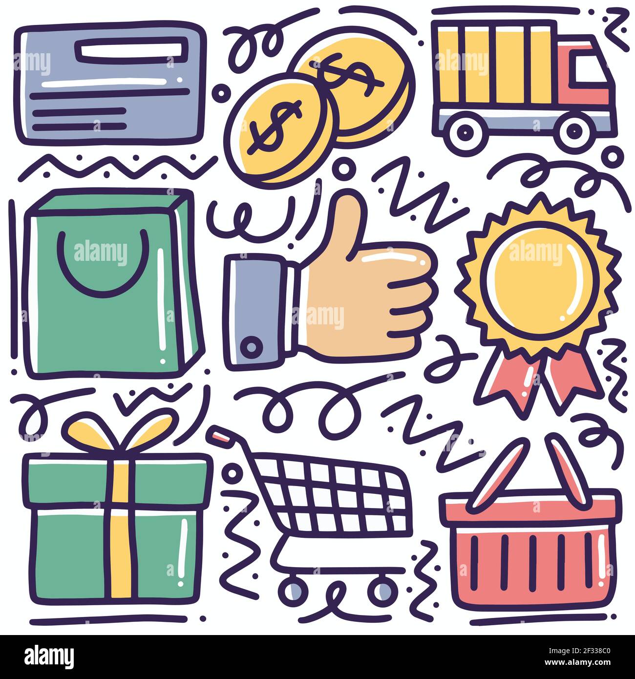 hand drawn shopping doodle set Stock Vector Image & Art - Alamy