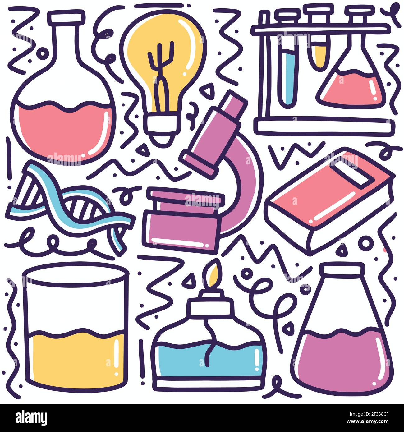 hand drawn lab equipment doodle set Stock Vector Image & Art - Alamy