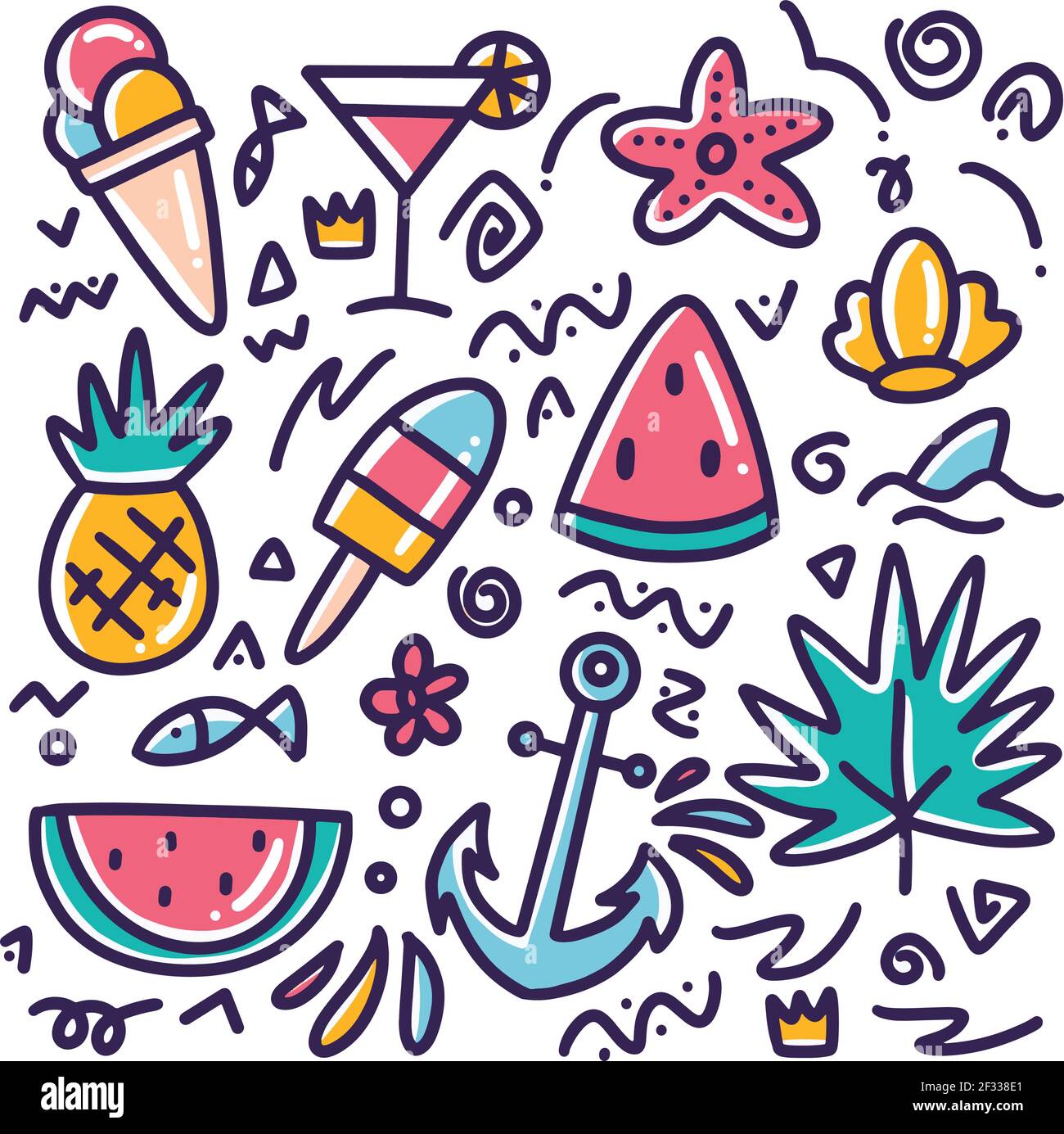 hand drawn beach doodle Stock Vector Image & Art - Alamy