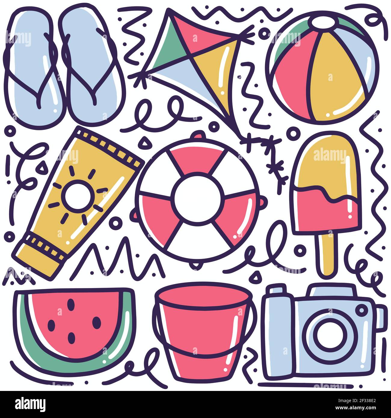 hand drawn beach holiday doodle set Stock Vector Image & Art - Alamy