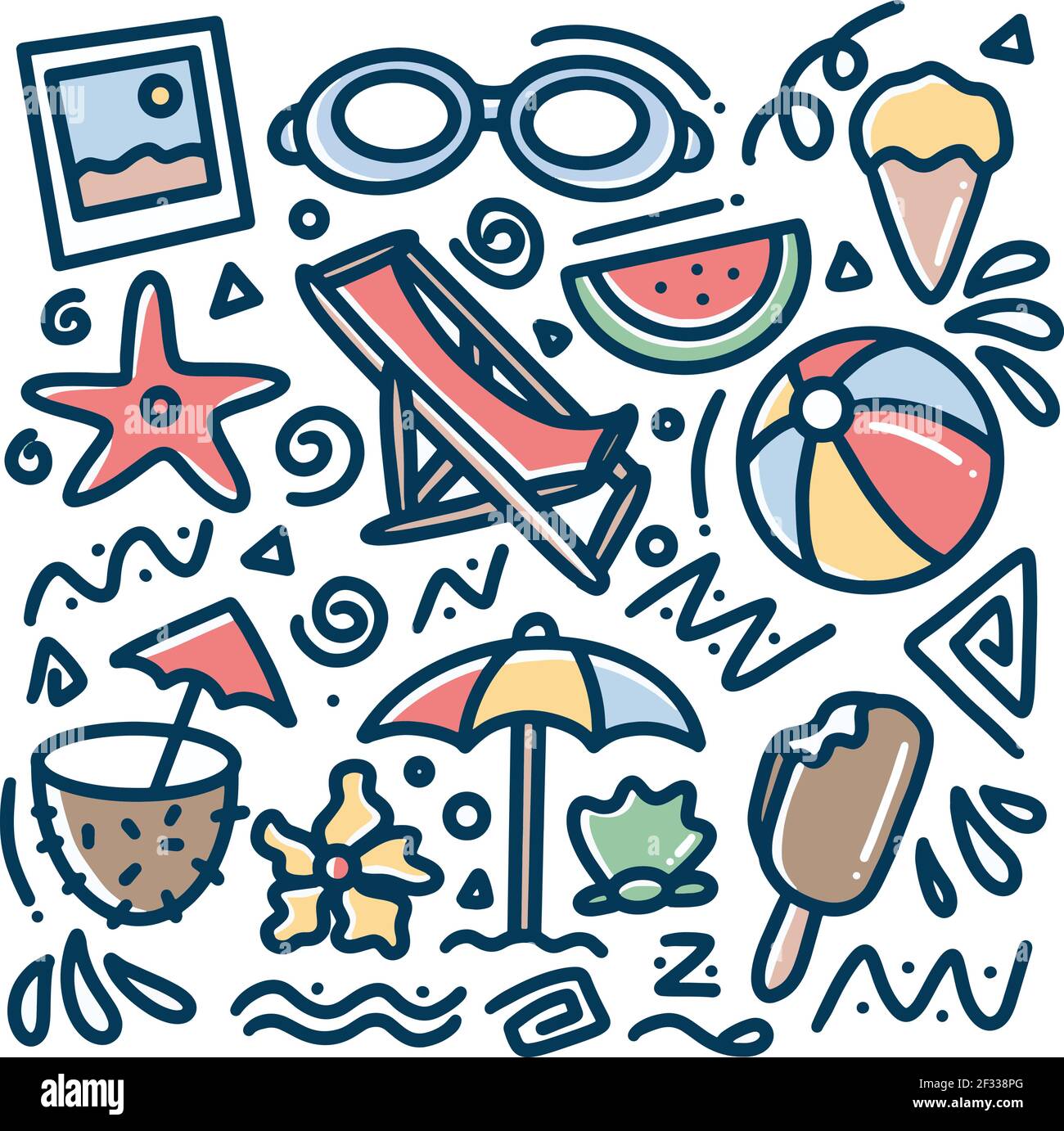hand drawn beach doodle Stock Vector Image & Art - Alamy