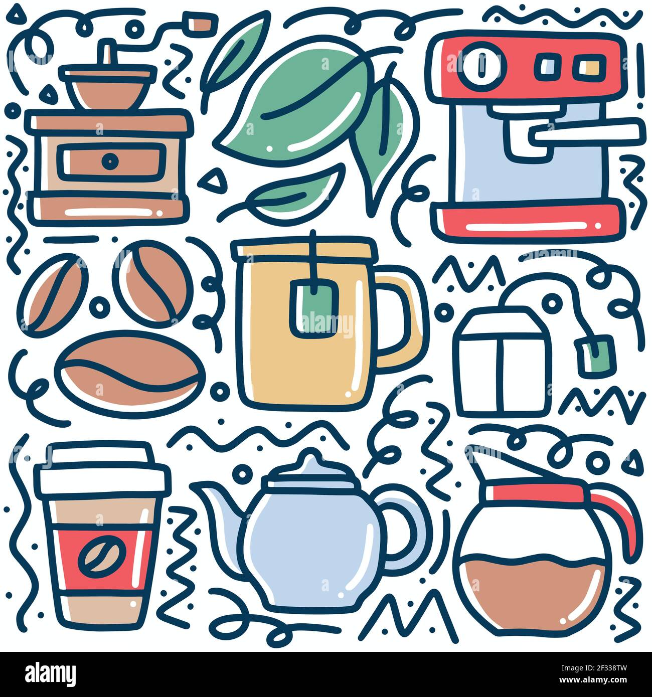 hand drawn coffee drink doodle set Stock Vector Image & Art - Alamy