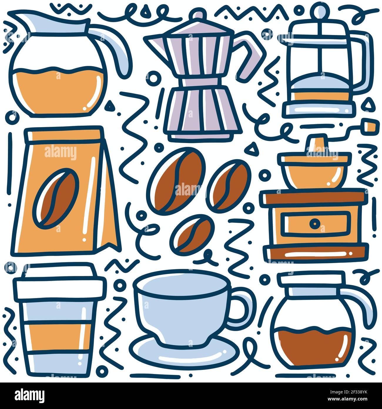 Hand drawn coffee grinder Cut Out Stock Images & Pictures - Alamy