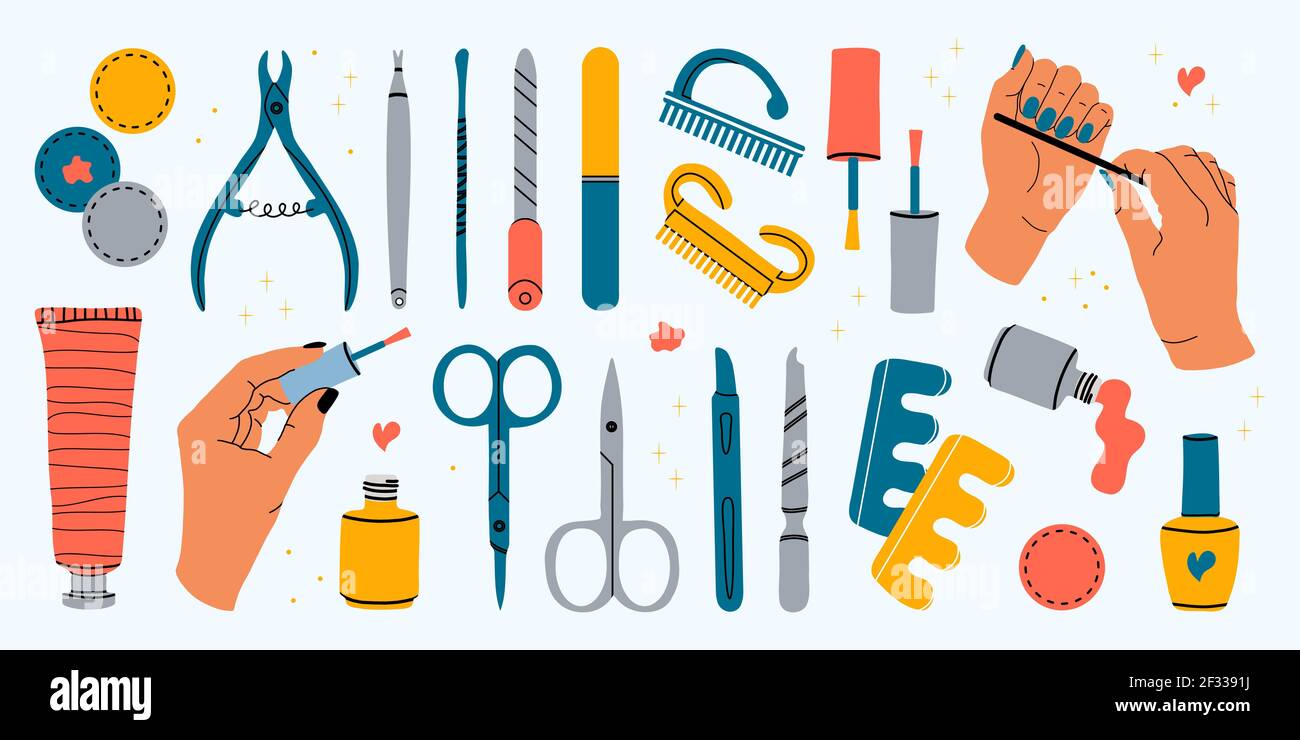 Manicure tools white background Stock Vector Images - Alamy