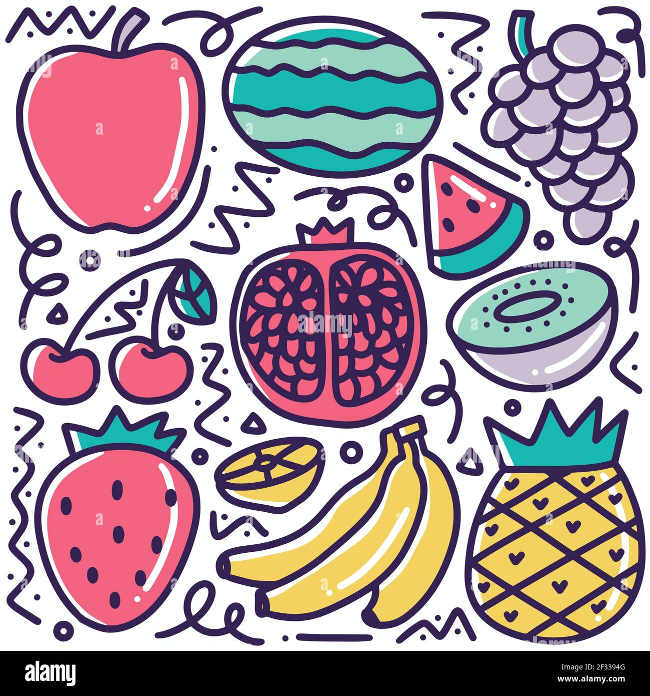 hand drawn fruits doodle set Stock Vector Image & Art - Alamy