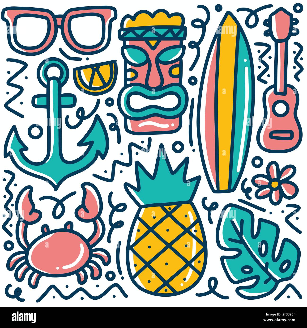 hand drawn beach doodle Stock Vector Image & Art - Alamy