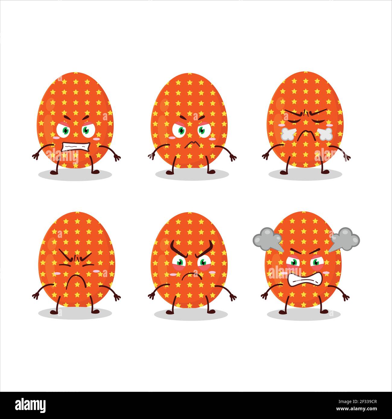 Deep orange easter egg cartoon character with various angry expressions ...