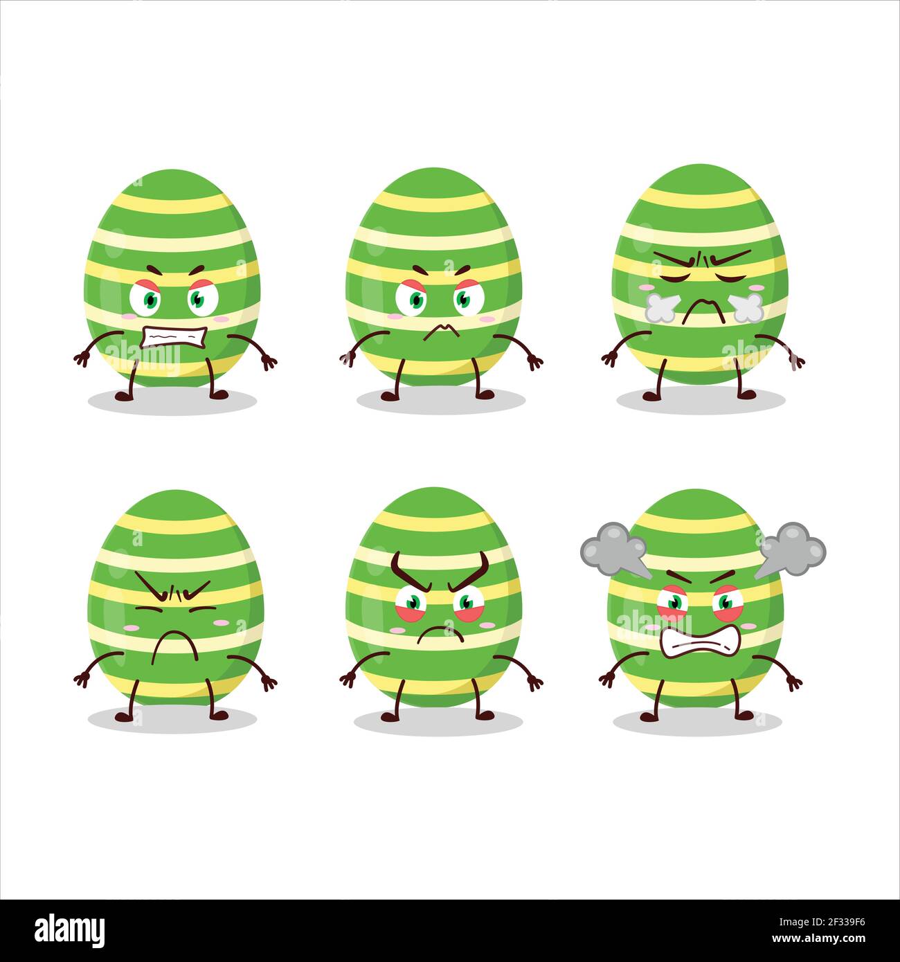 Green easter egg cartoon character with various angry expressions ...