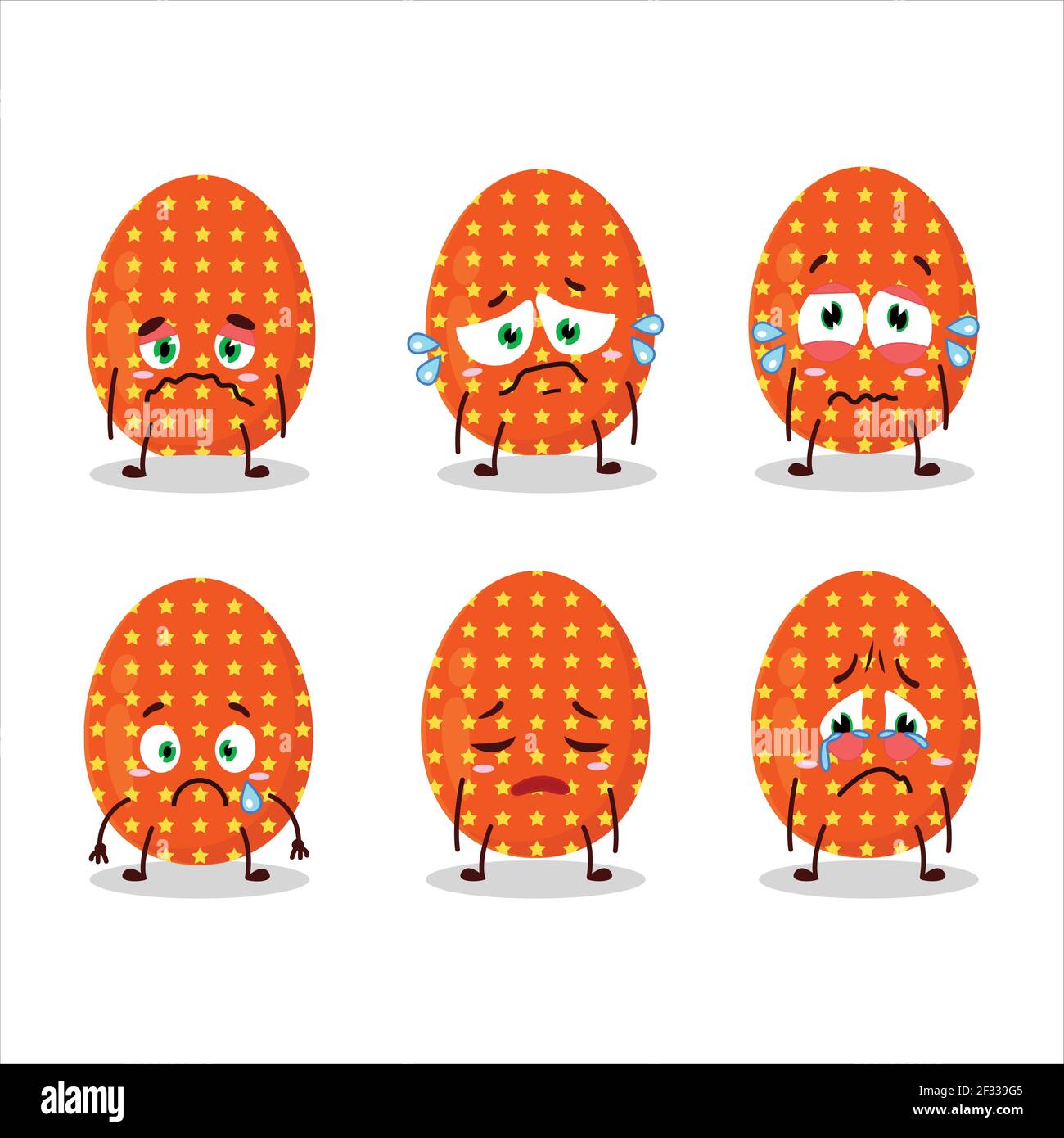 Deep orange easter egg cartoon character with sad expression. Vector ...