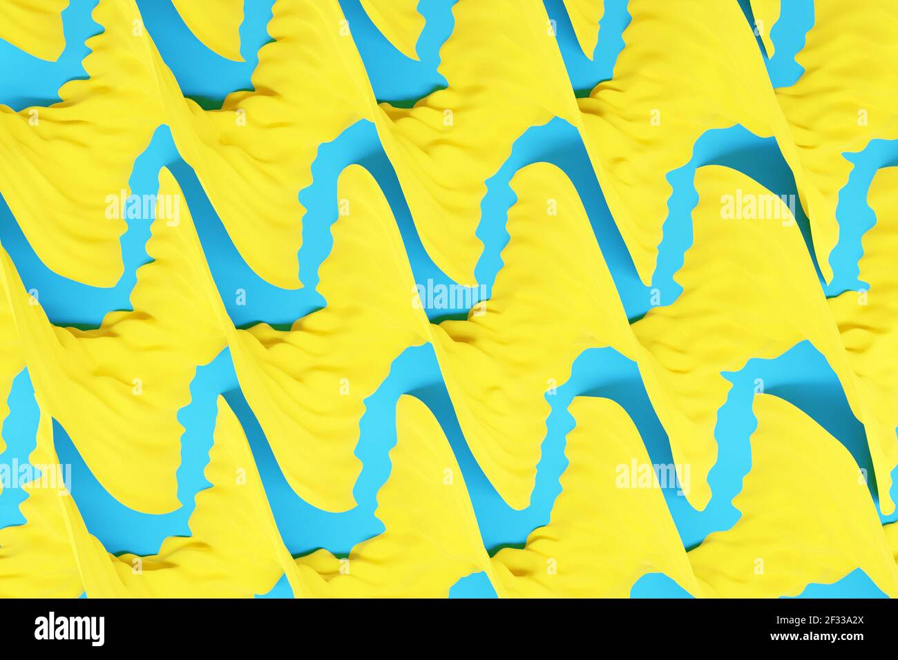 3d illustration of rows blue and yellow portal, cave .Shape pattern ...