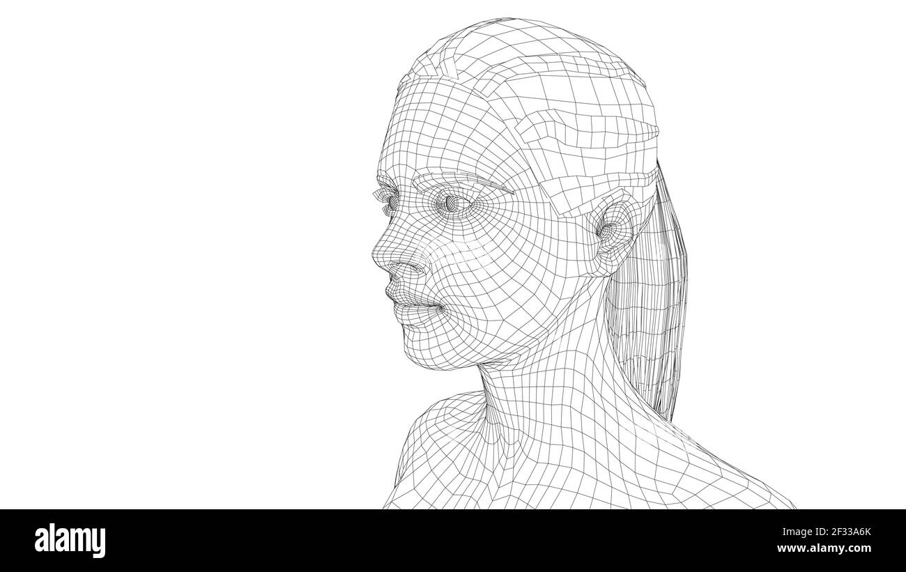 Wireframe portrait of a young beautiful girl Stock Vector Image & Art ...