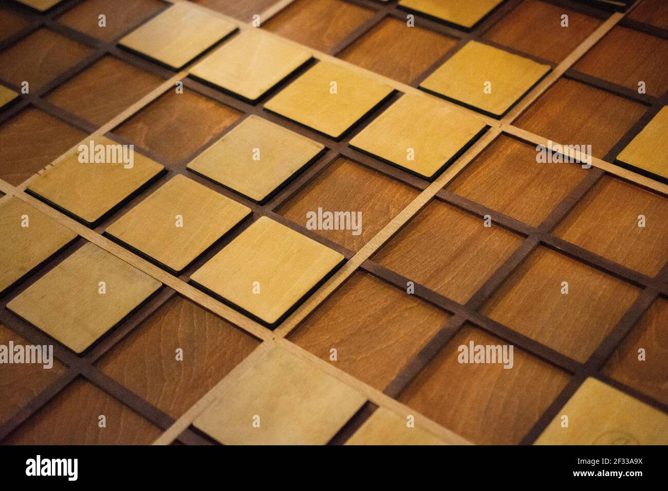 Concept of creative logical thinking. Wooden blocks. Geometric shapes ...
