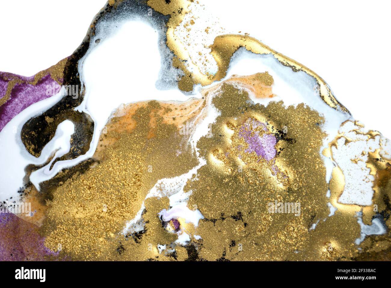 Golden dust and purple inks background. Sparkling gold texture Stock ...