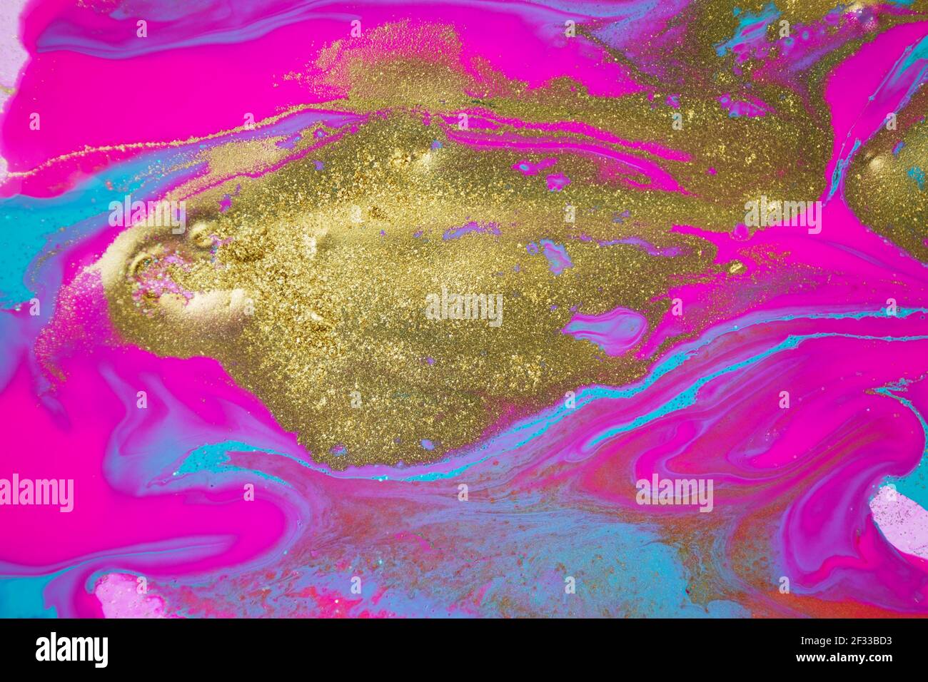 Fluorescent abstract pattern with golden powder scattering Stock Photo ...