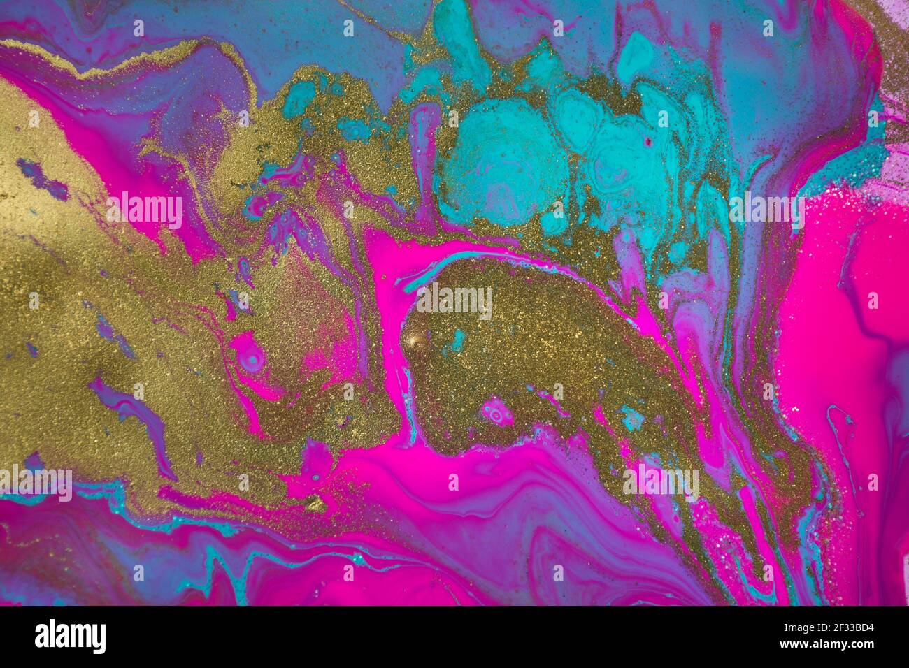 Fluorescent abstract pattern with golden powder scattering Stock Photo ...