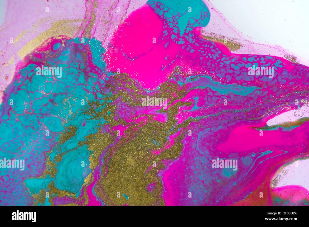 Fluorescent abstract pattern with golden powder scattering Stock Photo ...