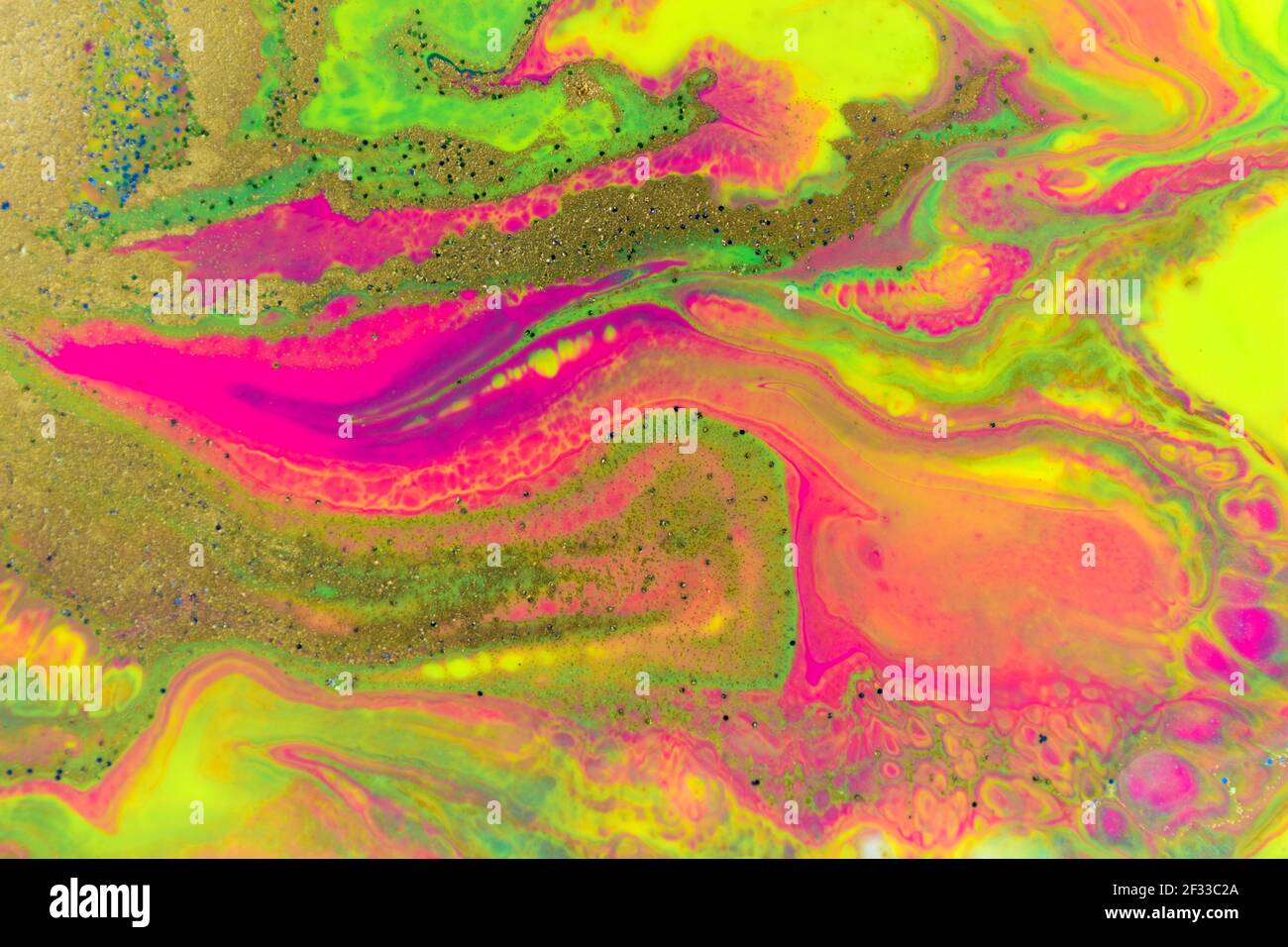 Beautiful vivid pattern with golden particles. Fluorescent bright ...