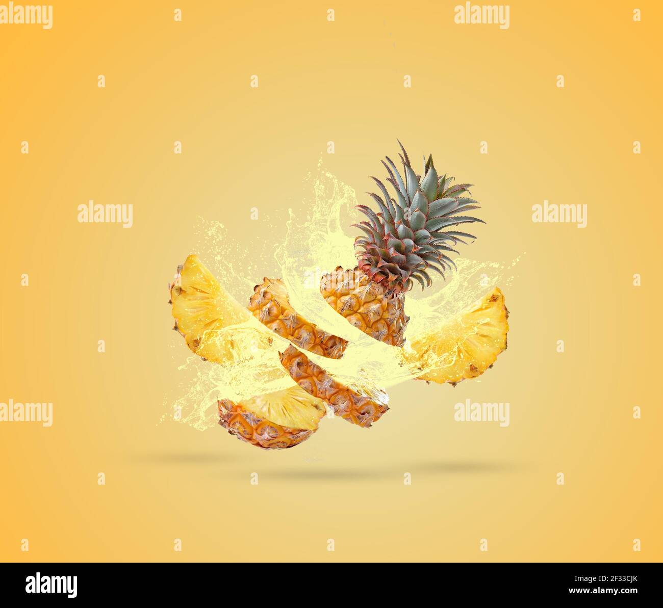Water Splashing on Fresh Pineapple is tropical fruit isolated over ...