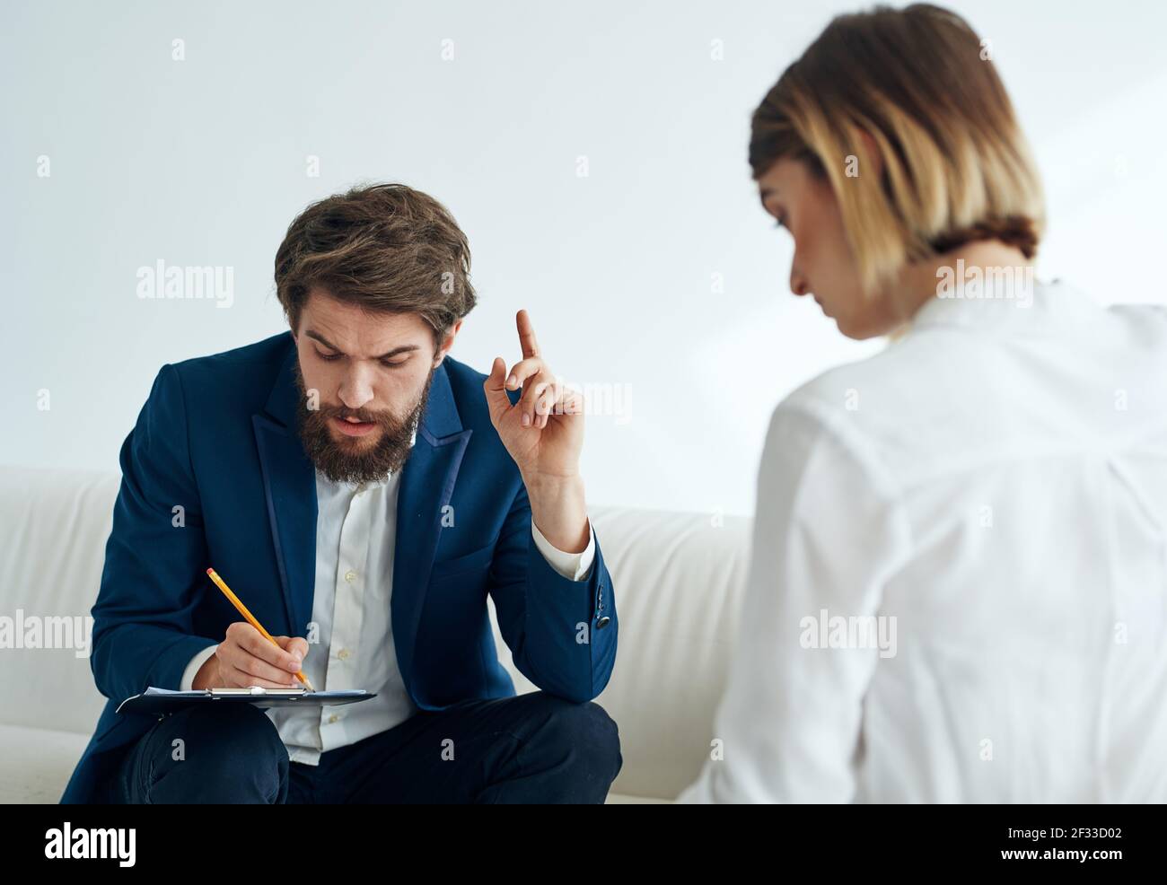 business man and woman communication teamwork officials Stock Photo - Alamy