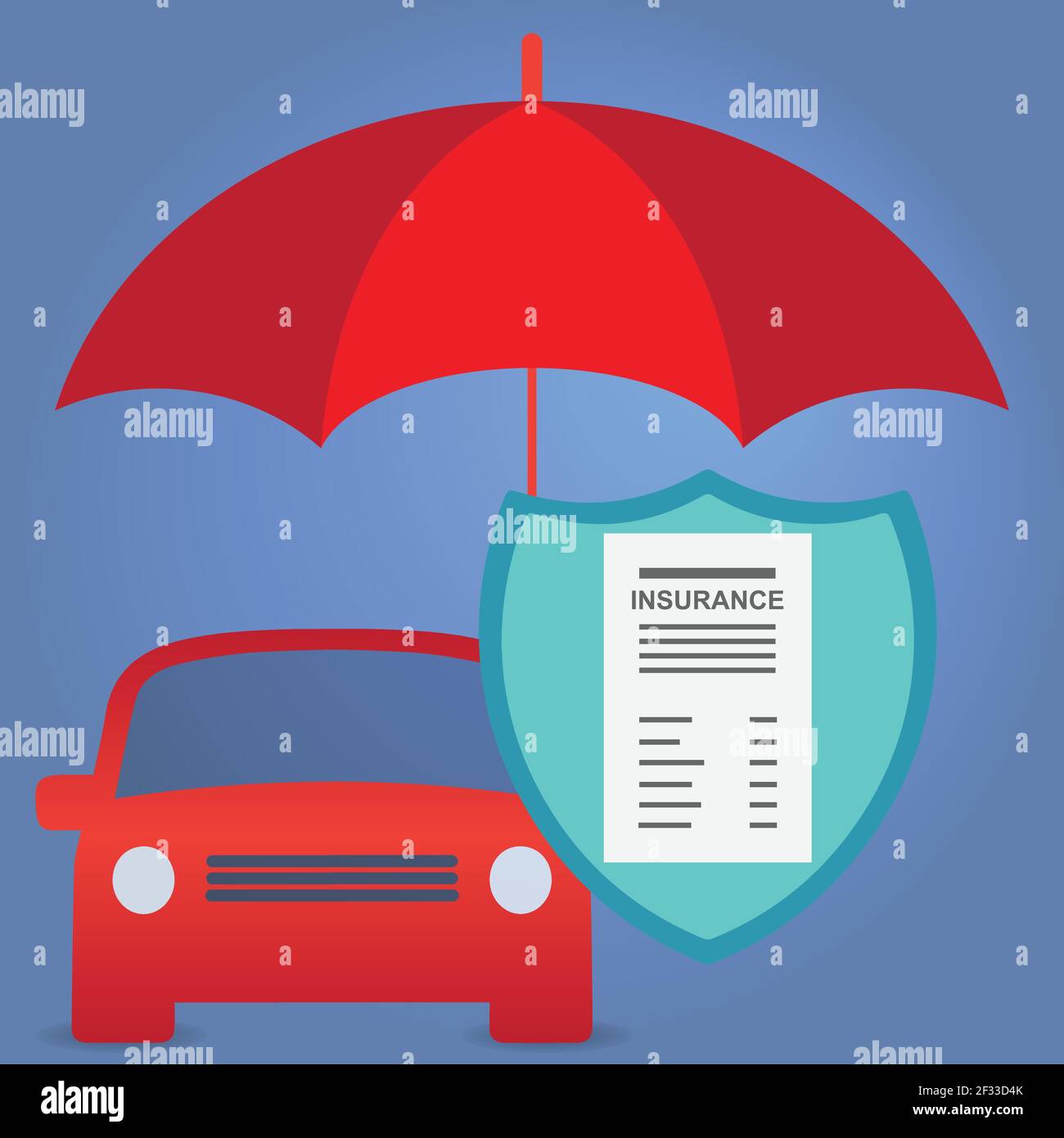 Red car under umbrella, automobile insurance concept Stock Vector Image ...