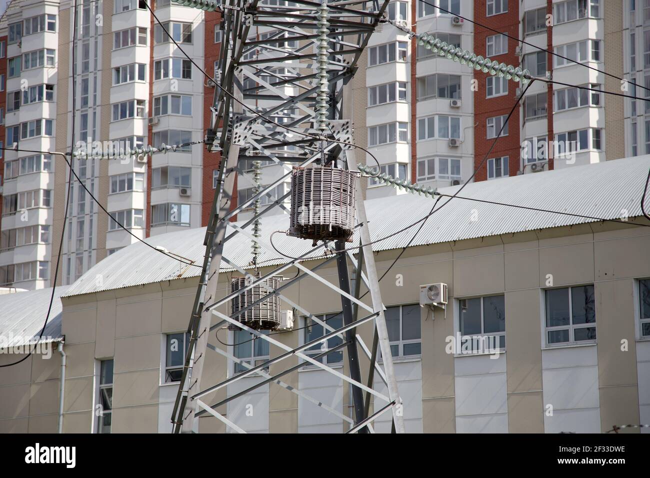 Electricity pylons and line Stock Photo - Alamy