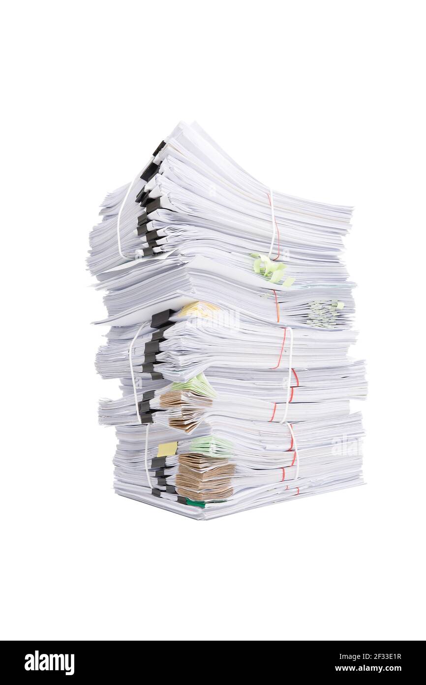 Stack of business papers isolated on white background Stock Photo - Alamy