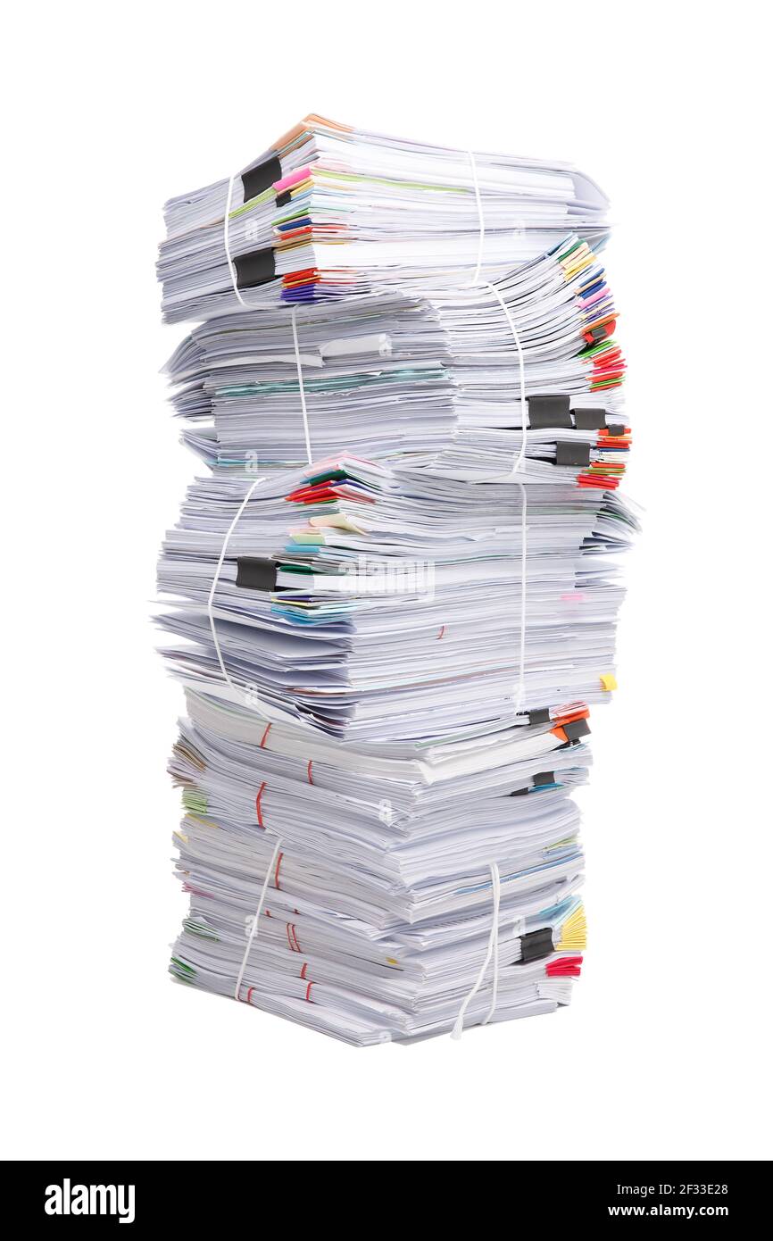 Stack of business papers isolated on white background Stock Photo - Alamy