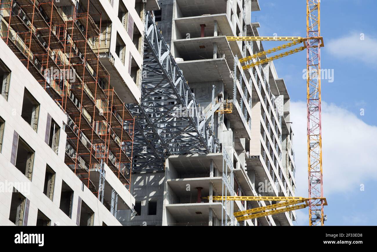 Construction site. Industrial image -construction of multi-storey ...