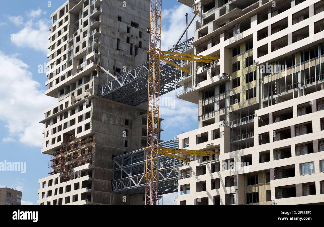 Construction site. Industrial image -construction of multi-storey ...