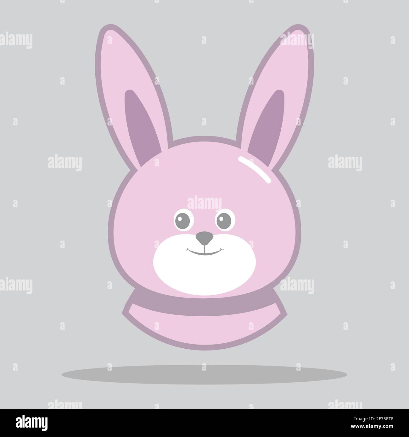 Cute rabbit hare face head icon isolated on gray background. Funny ...