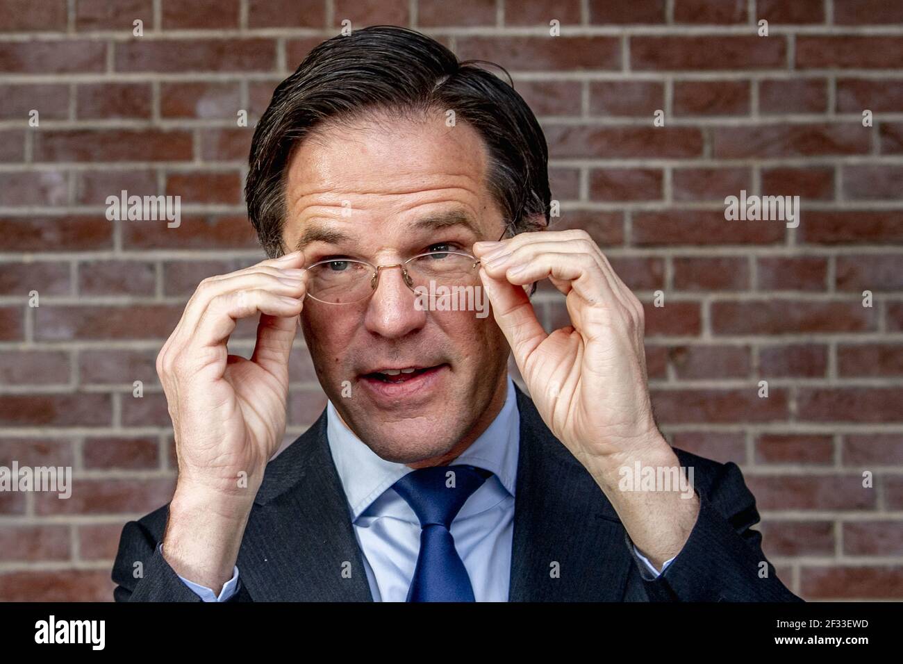 Dutch Prime Minister Mark Rutte poses for pictures on March 12, 2021 in ...