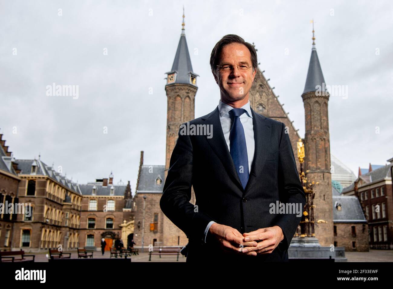 Dutch Prime Minister Mark Rutte poses for pictures on March 12, 2021 in ...