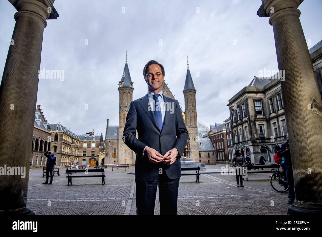 Dutch Prime Minister Mark Rutte poses for pictures on March 12, 2021 in ...