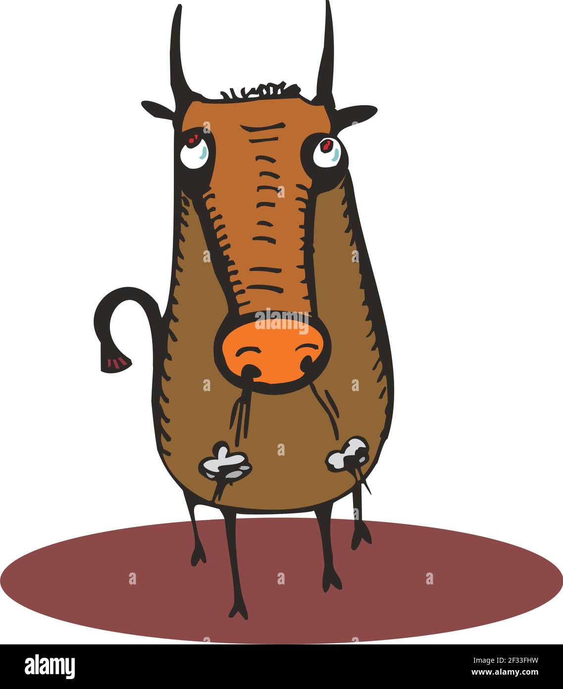 Vector illustration of Funny Bull Stock Vector Image & Art - Alamy