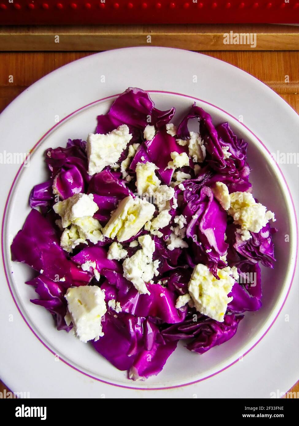 Shredded Red Cabbage with Feta and Herbs Stock Photo - Alamy