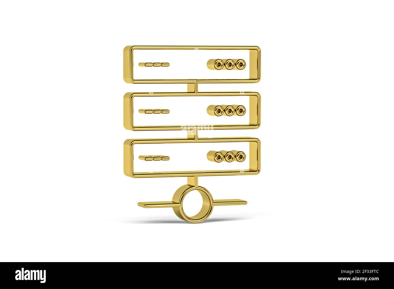 Golden 3d network router icon isolated on white background - 3D render ...