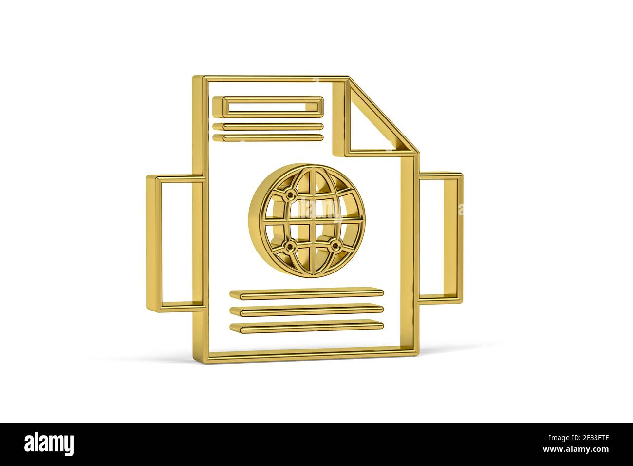 Golden 3d WEB page icon isolated on white background - 3D render Stock ...