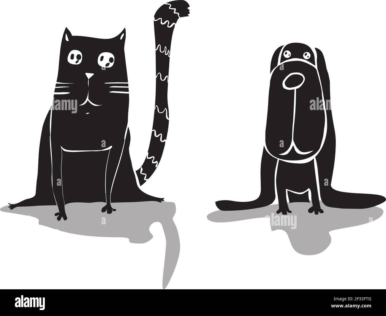 Funny cat and dog illustration Stock Vector Image & Art - Alamy
