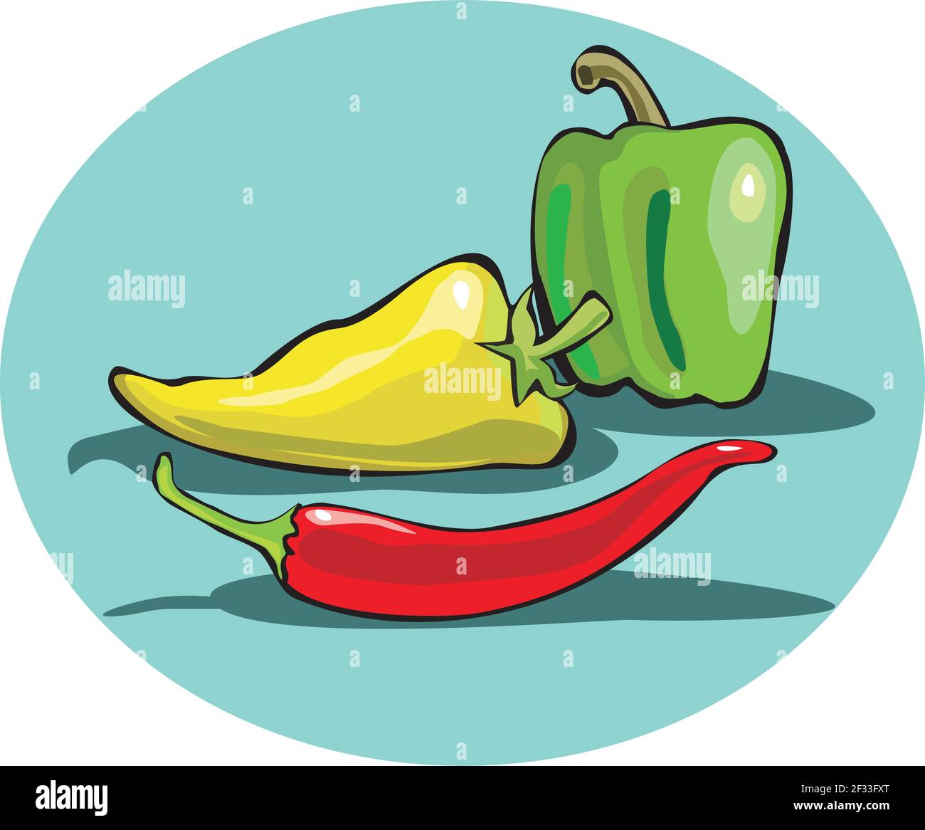 Red green peppers ripe Stock Vector Images - Alamy