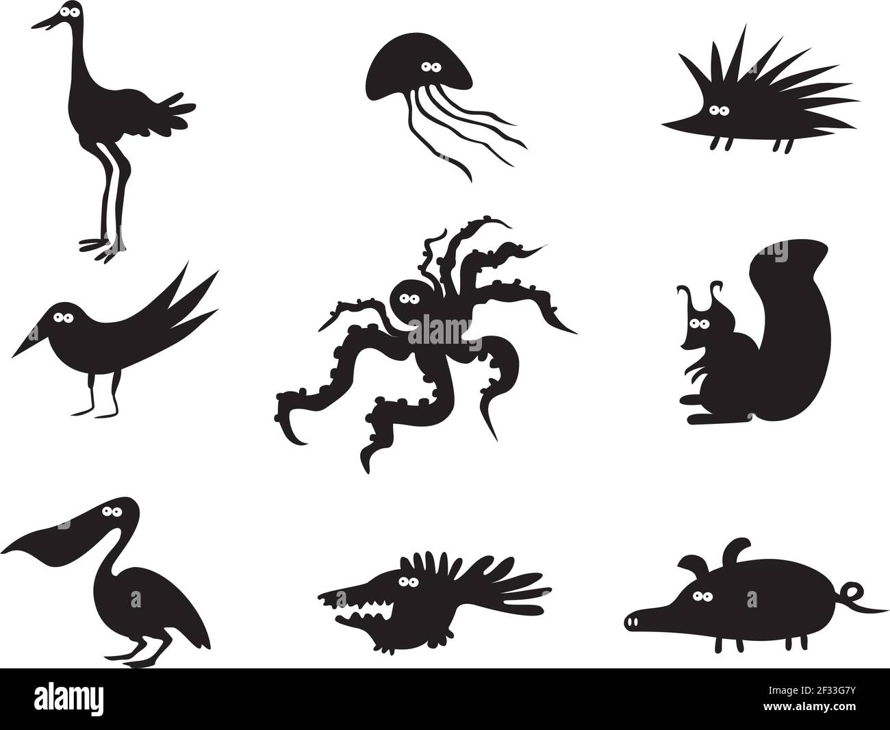 Set of Funny Vector Cartoon Animals Stock Vector Image & Art - Alamy
