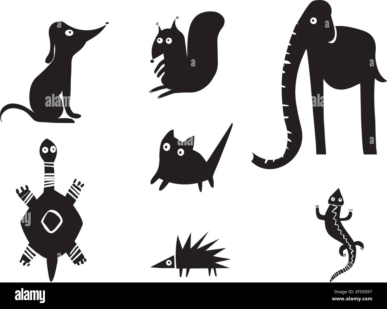 Set of Funny Vector Cartoon Animals Stock Vector Image & Art - Alamy