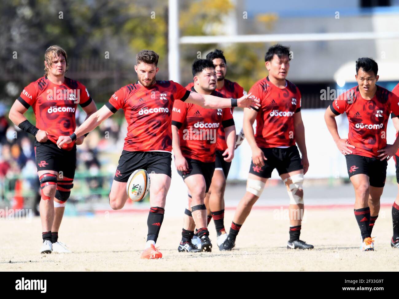 Osaka, Japan. 14th Mar, 2021. NTTNTT DOCOMO Red Hurricanes team group ...