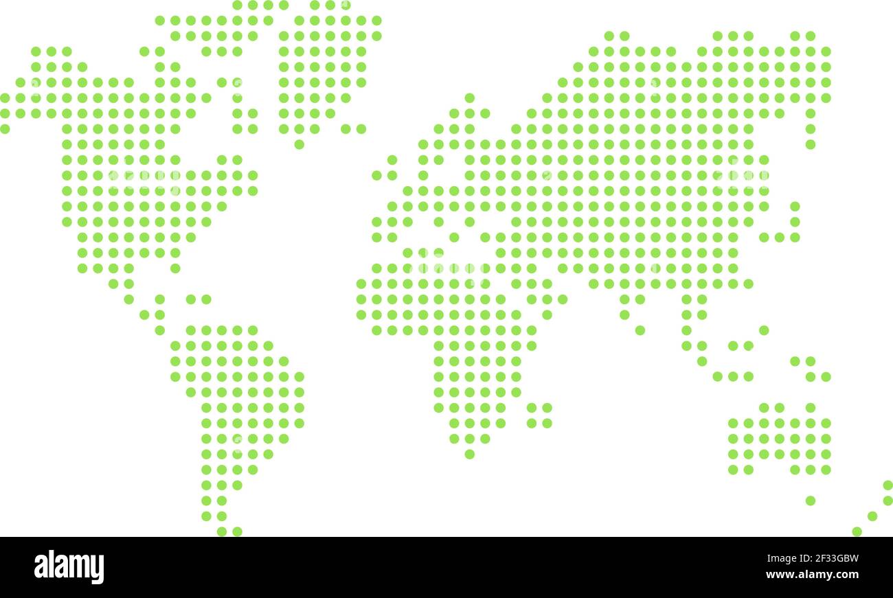 Simplified world map drawn with round dots. Vector illustration Stock ...