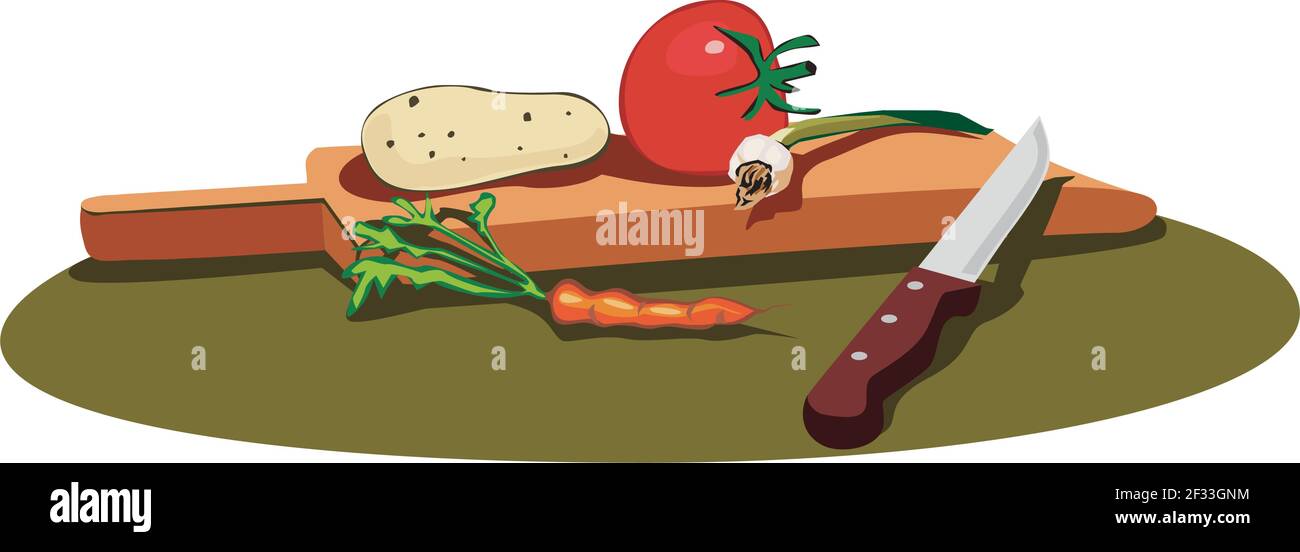Tomato cutting board wood Stock Vector Images - Alamy