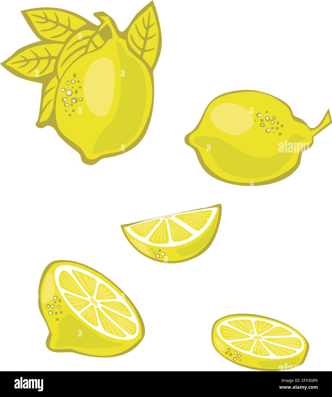 Fresh yellow lemons cut Stock Vector Images - Alamy