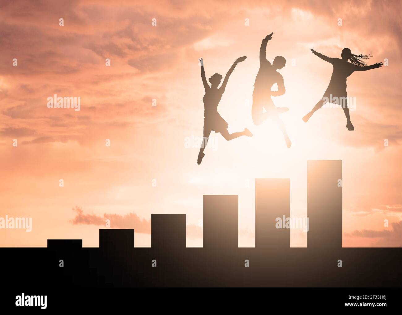 3 girls jumping hi-res stock photography and images - Alamy